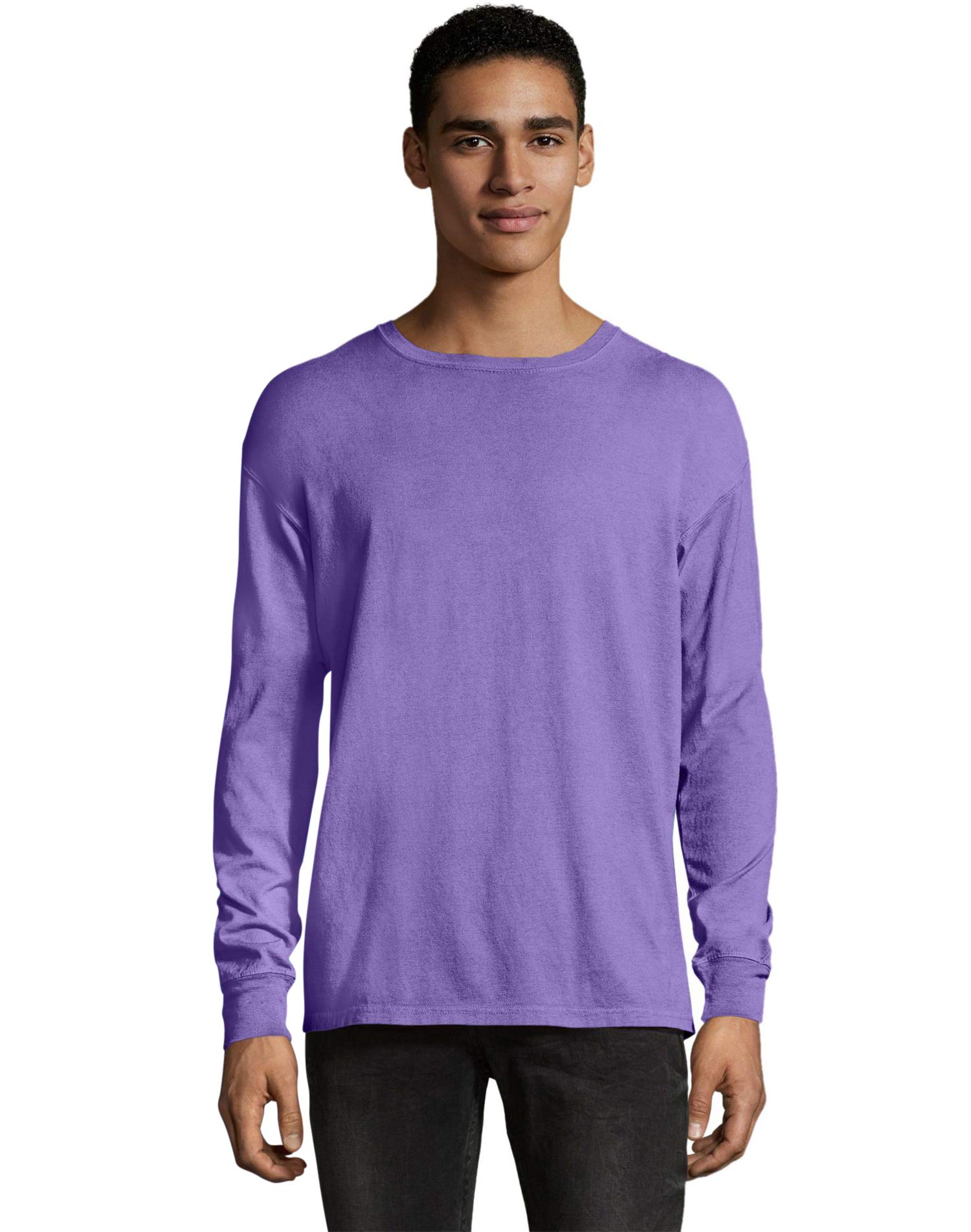 Unisex 5.5 oz 100% Ringspun Cotton Garment-Dyed Long-Sleeve T-Shirt XL LAVENDER