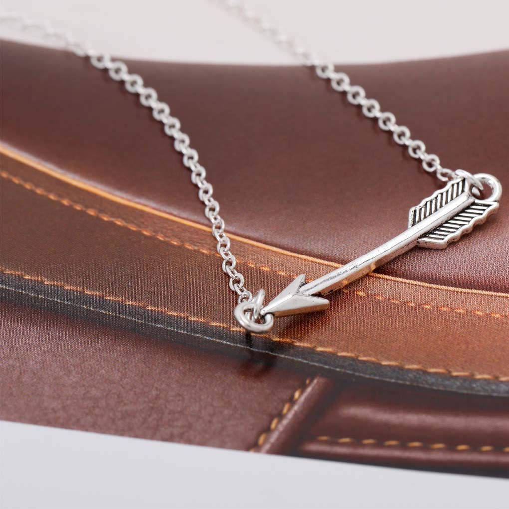 Olbye Horizontal Arrow Necklace Jewelry Sideways Arrow Necklaces for Women Simple Dainty Choker Necklace (Silver)