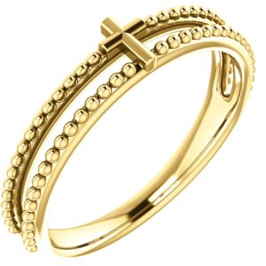 Eliana and Eli 14K Yellow Gold Milgrain Stackable Cross Ring- Inspirational Christian Faith, Love, Hope Jewelry- Wedding Engagement Promise Band - Ring Size 4-9 (9)