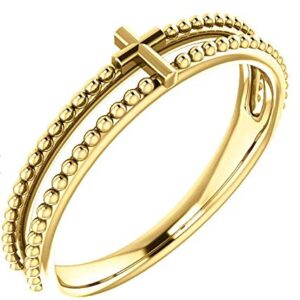 Eliana and Eli 14K Yellow Gold Milgrain Stackable Cross Ring- Inspirational Christian Faith, Love, Hope Jewelry- Wedding Engagement Promise Band - Ring Size 4-9 (9)