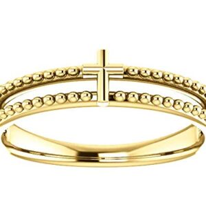 Eliana and Eli 14K Yellow Gold Milgrain Stackable Cross Ring- Inspirational Christian Faith, Love, Hope Jewelry- Wedding Engagement Promise Band - Ring Size 4-9 (9)