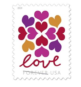 usps hearts blossom love forever stamps - wedding, celebration, graduation (2 sheets, 40 stamps) 2019