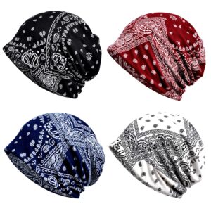 fashion beanies chemo caps cancer headwear skull cap knitted hat scarf for womens mens 4pack（mz015-4pack