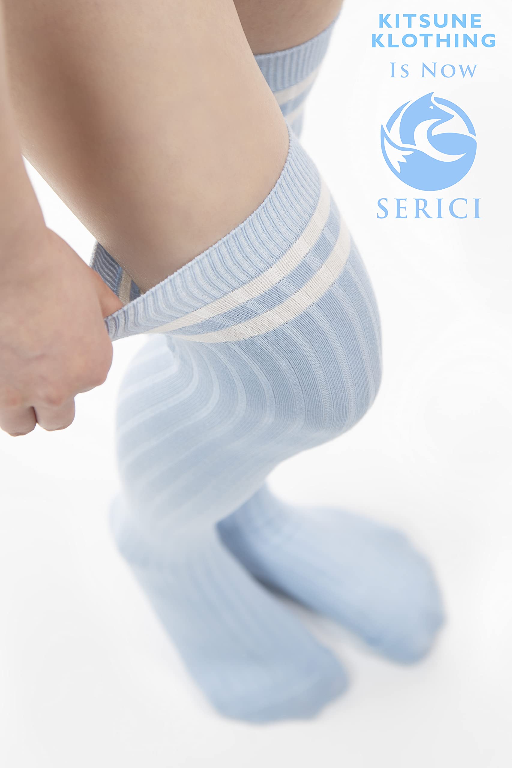 SERICI Thigh-High Socks | Womens Striped Cotton Thigh High Tube Sock | Over Knee Boot Socks (Pink, Baby Blue, Lilac)