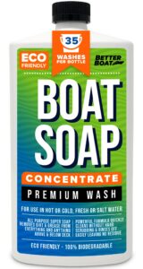 premium grade boat soap marine concentrate cleaner boat wash soap and wax for fresh and salt water use clean fiberglass boat hulls boat cleaning supplies rv products 32oz boat cleaner