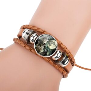 GOOKEY Adjustable Wolf Braided Leather Bracelet - Cute Bangle Bracelets for Women, The Pretty Gifts for Women (Blue)