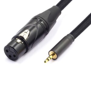 aihiko xlr to 3.5mm microphone cable 1/8 inch trs stereo male to xlr female nylon braid mic cord, 10 feet