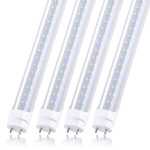 jomitop 28w led tube light bulb 4ft, ballast bypass required,2pin g13 end 3360 lumens, day white 5000k, replace 80w fluorescent light,dual-end powered clear cover ac 85-265v pack of 4