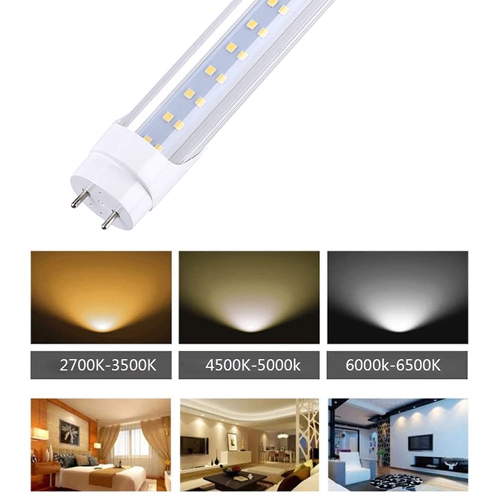 JOMITOP 28w Led Tube Light Bulb 4ft, Ballast Bypass Required,2pin G13 End 3360 Lumens, Day White 5000K, Replace 80W Fluorescent Light,Dual-End Powered Clear Cover AC 85-265V Pack of 4