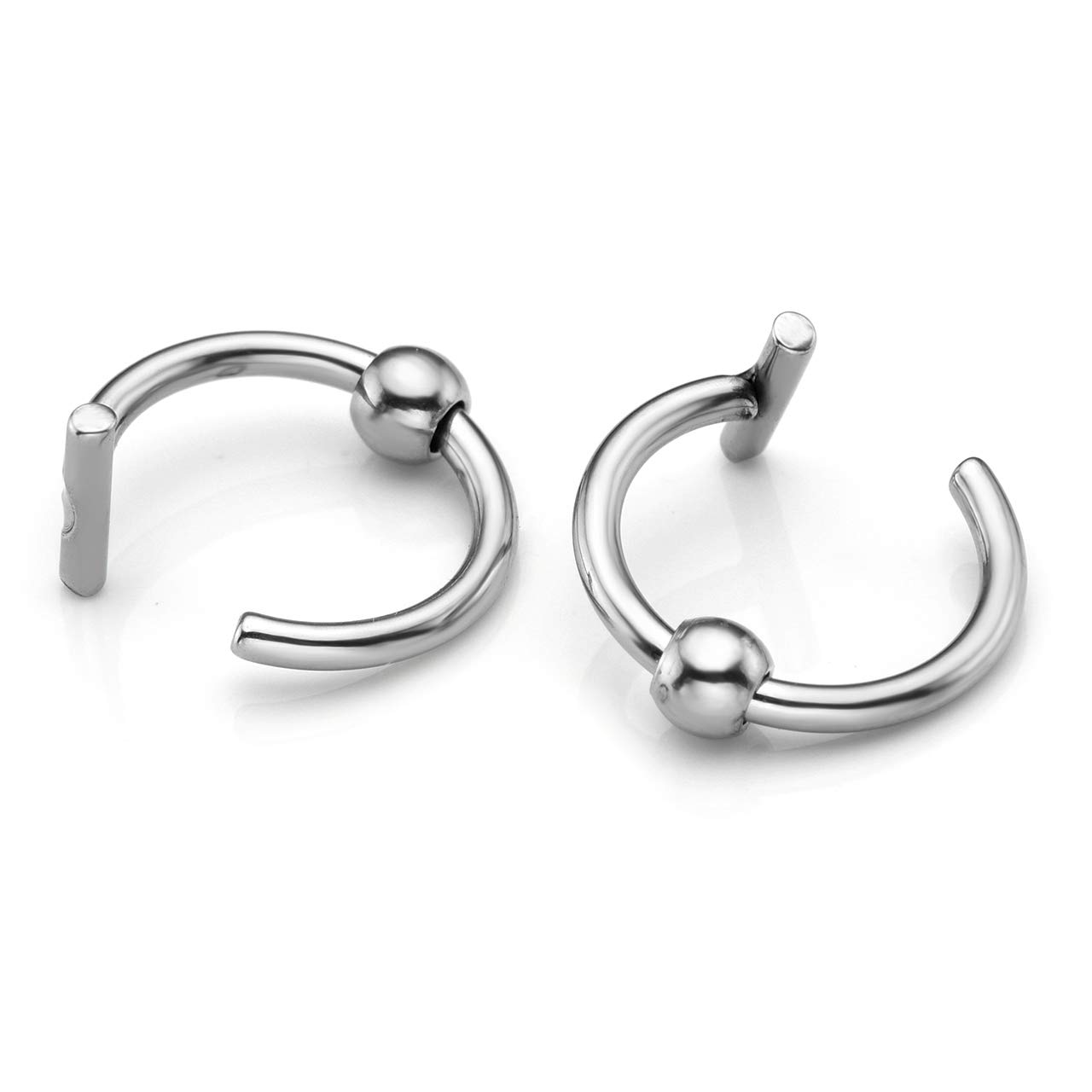 BOPREINA Faux Nose Rings Hoops Set, 12Pcs Stainless Steel Fake Nose Lip Ear Septum Rings Non-Pierced Clip On Cartilage Cuff Earrings Body Jewelry