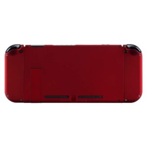 eXtremeRate DIY Replacement Shell Buttons for Nintendo Switch, Soft Touch Back Plate for Switch Console, Custom Housing Case with Full Set Buttons for Joycon Handheld Controller - Scarlet Red