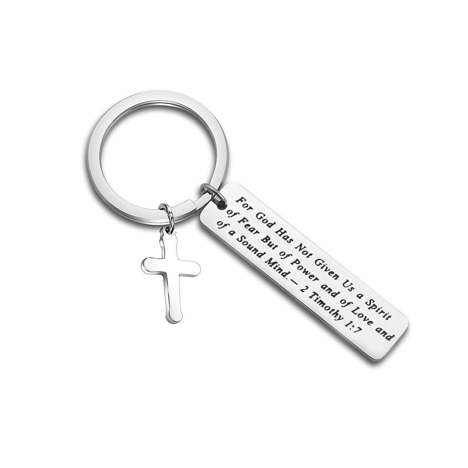 MAOFAED Inspiration Gift For God Has Not Given Us A Spirit of Fear Religious Jewelry Bible Verse Keychain