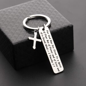 MAOFAED Inspiration Gift For God Has Not Given Us A Spirit of Fear Religious Jewelry Bible Verse Keychain