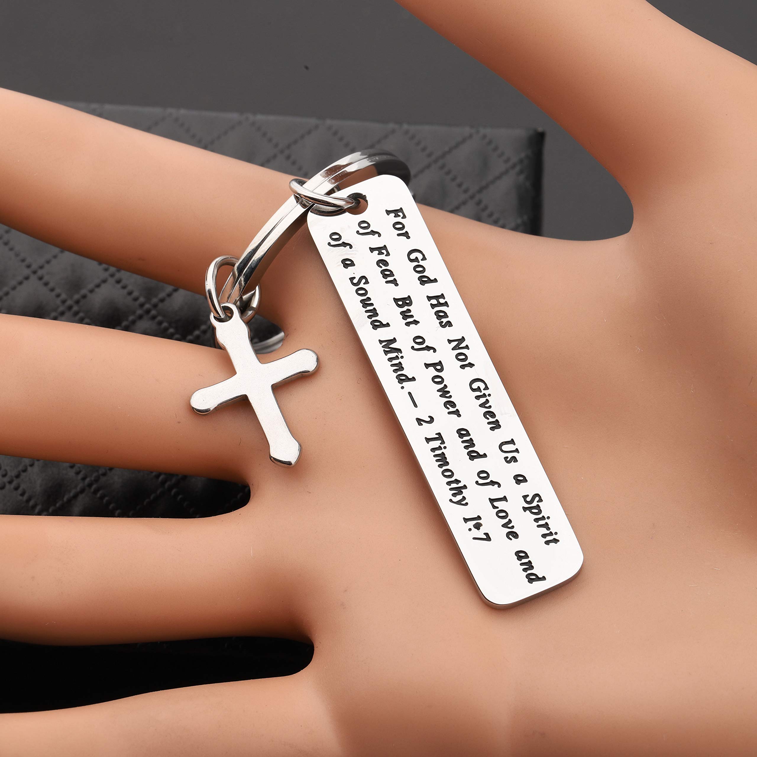 MAOFAED Inspiration Gift For God Has Not Given Us A Spirit of Fear Religious Jewelry Bible Verse Keychain