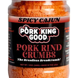 Pork King Good Spicy Cajun Low Carb Keto Diet Pork Rind Breadcrumbs!Perfect For Ketogenic, Paleo, Gluten-Free, Sugar Free and Bariatric Diets (Original) (Cajun, 12 Oz Jar)