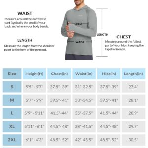 BALEAF Men's Sun Protection Hoodie Shirt UPF 50+ Long Sleeve UV SPF T-Shirts Rash Guard Fishing Swimming Lightweight Gray XL