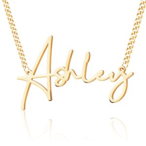 ever2000 custom name necklace, 18k gold plated nameplate personalized jewelry gift for women