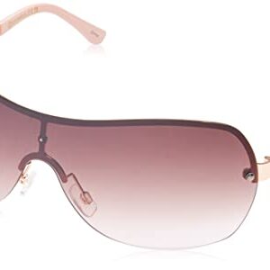 Southpole 1023SP Women's Metal UV Protective Chain Link Temple Rectangular Shield Sunglasses. Cool Gifts for Her, 140 mm, Rose Gold & Rose, 70 mm