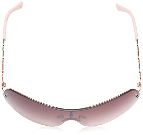 Southpole 1023SP Women's Metal UV Protective Chain Link Temple Rectangular Shield Sunglasses. Cool Gifts for Her, 140 mm, Rose Gold & Rose, 70 mm