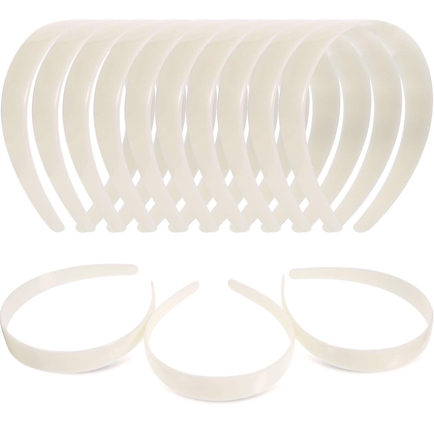 HESTYA White Craft Plastic Headbands 1 Inch Plain Blank No Teeth DIY Hair Bands Plain Headbands