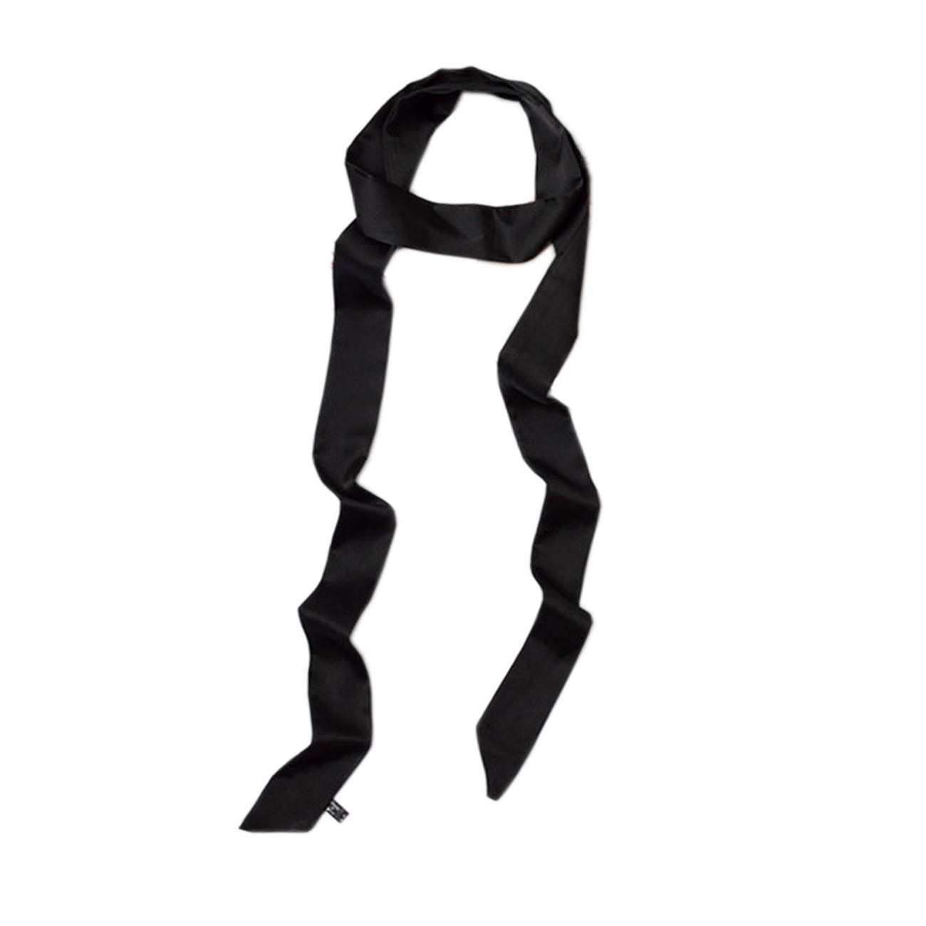 Ribbon Scarf for Women Long Skinny Satin Belt Sash Necktie Neck Scarf ZWJ01, Black, Free Size