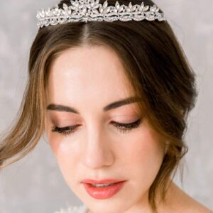 SWEETV Rhineshtone Wedding Tiara for Bride & Flower Girls - Princess Tiara Headband Bridal Crown, Bridal Hair Accessories for Women, Silver+Clear