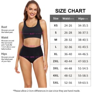 wirarpa Womens High Waisted Cotton Underwear Full Brief Panties Ladies No Ride Up Underpants 4 Pack Black Heather Grey X-Large