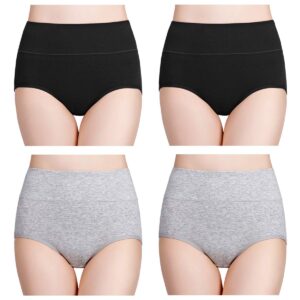 wirarpa womens high waisted cotton underwear full brief panties ladies no ride up underpants 4 pack black heather grey x-large