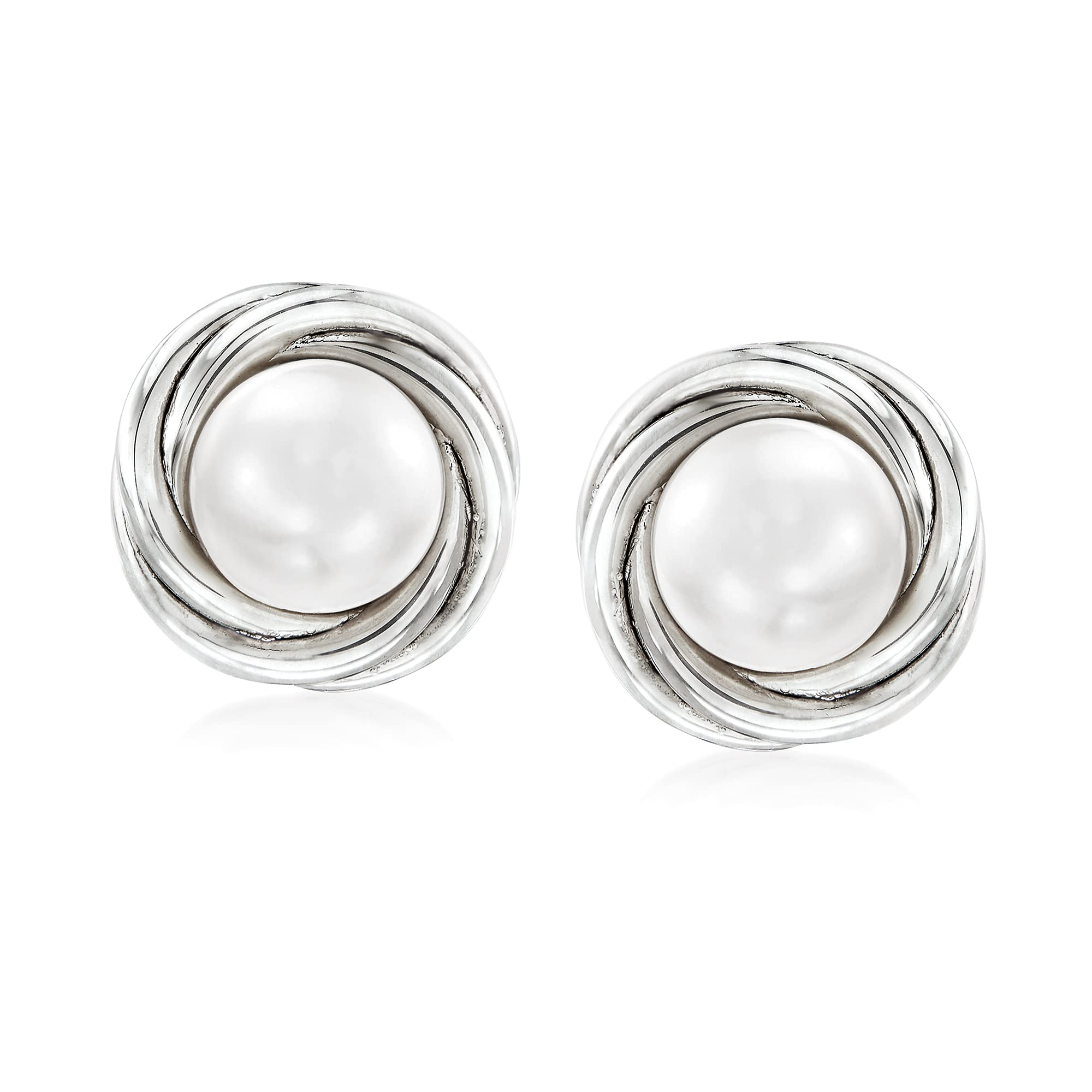 Ross-Simons 8mm Cultured Pearl Clip-On Earrings in Sterling Silver