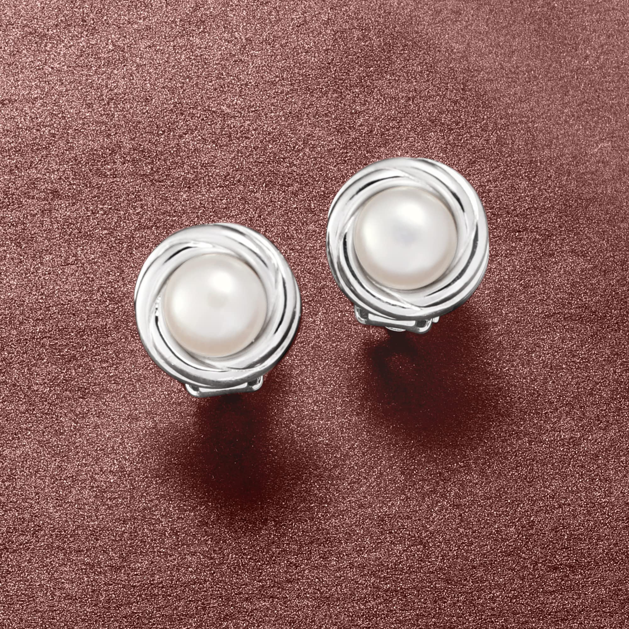 Ross-Simons 8mm Cultured Pearl Clip-On Earrings in Sterling Silver