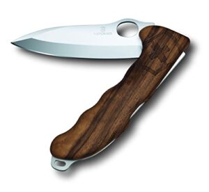 victorinox hunter pro m large pocket knife with lock blade and lanyard hole (pouch included) - wood