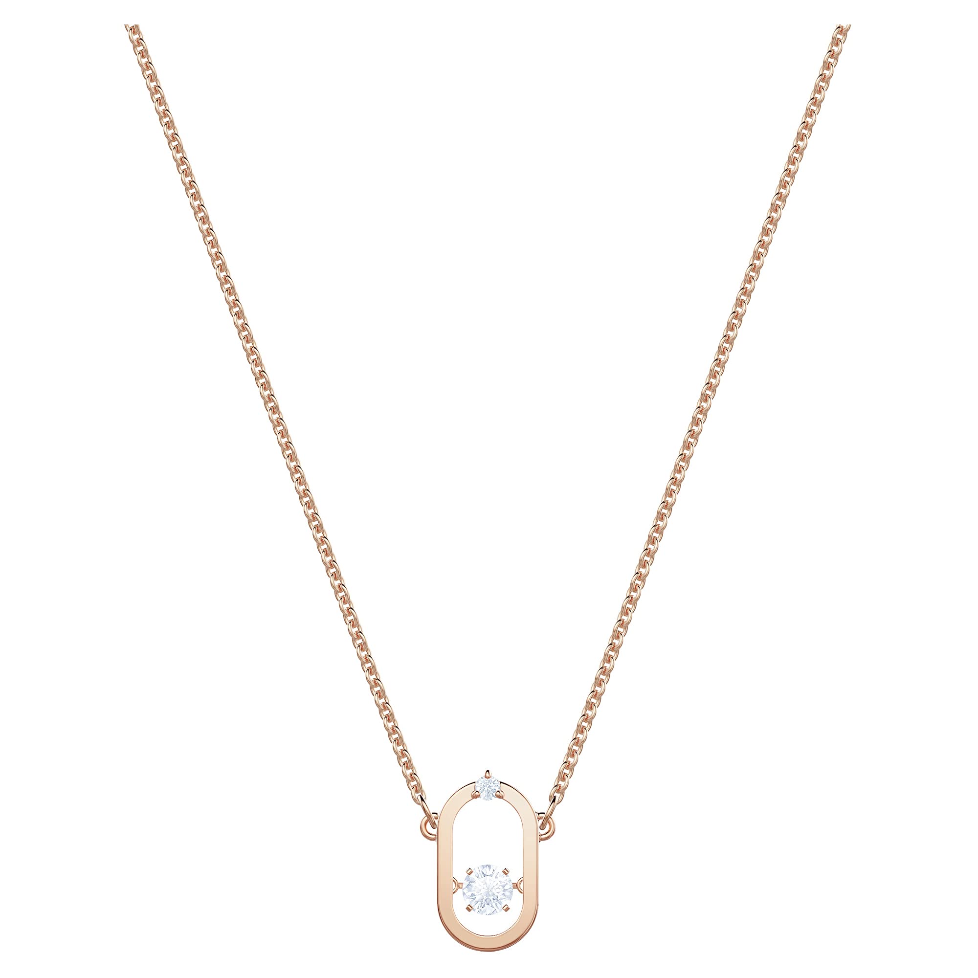 SWAROVSKI Sparkling Dance North Pendant Necklace, Clear Round Cut Crystals on a Rose-Gold Tone Finish Cage Setting, Part of the Sparkling Dance Collection