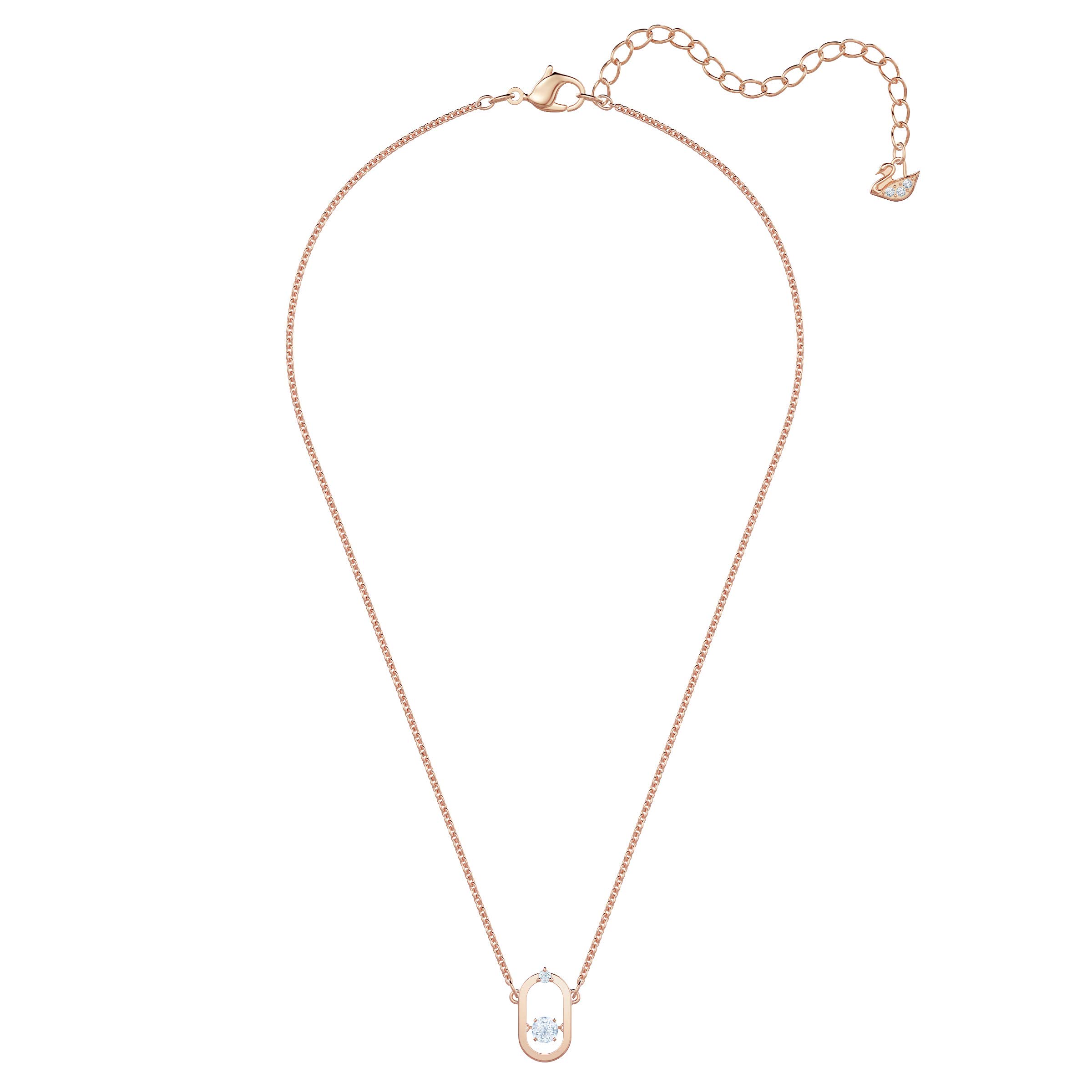 SWAROVSKI Sparkling Dance North Pendant Necklace, Clear Round Cut Crystals on a Rose-Gold Tone Finish Cage Setting, Part of the Sparkling Dance Collection