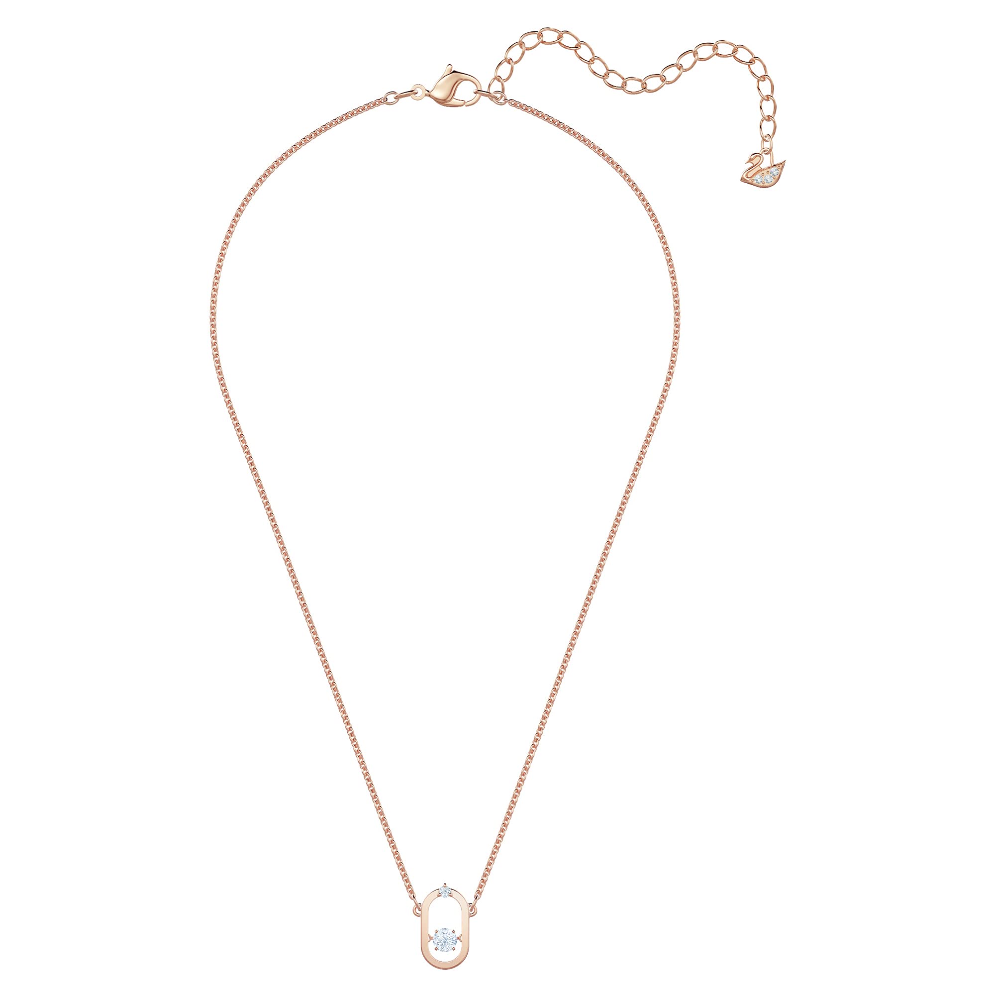 SWAROVSKI Sparkling Dance North Pendant Necklace, Clear Round Cut Crystals on a Rose-Gold Tone Finish Cage Setting, Part of the Sparkling Dance Collection