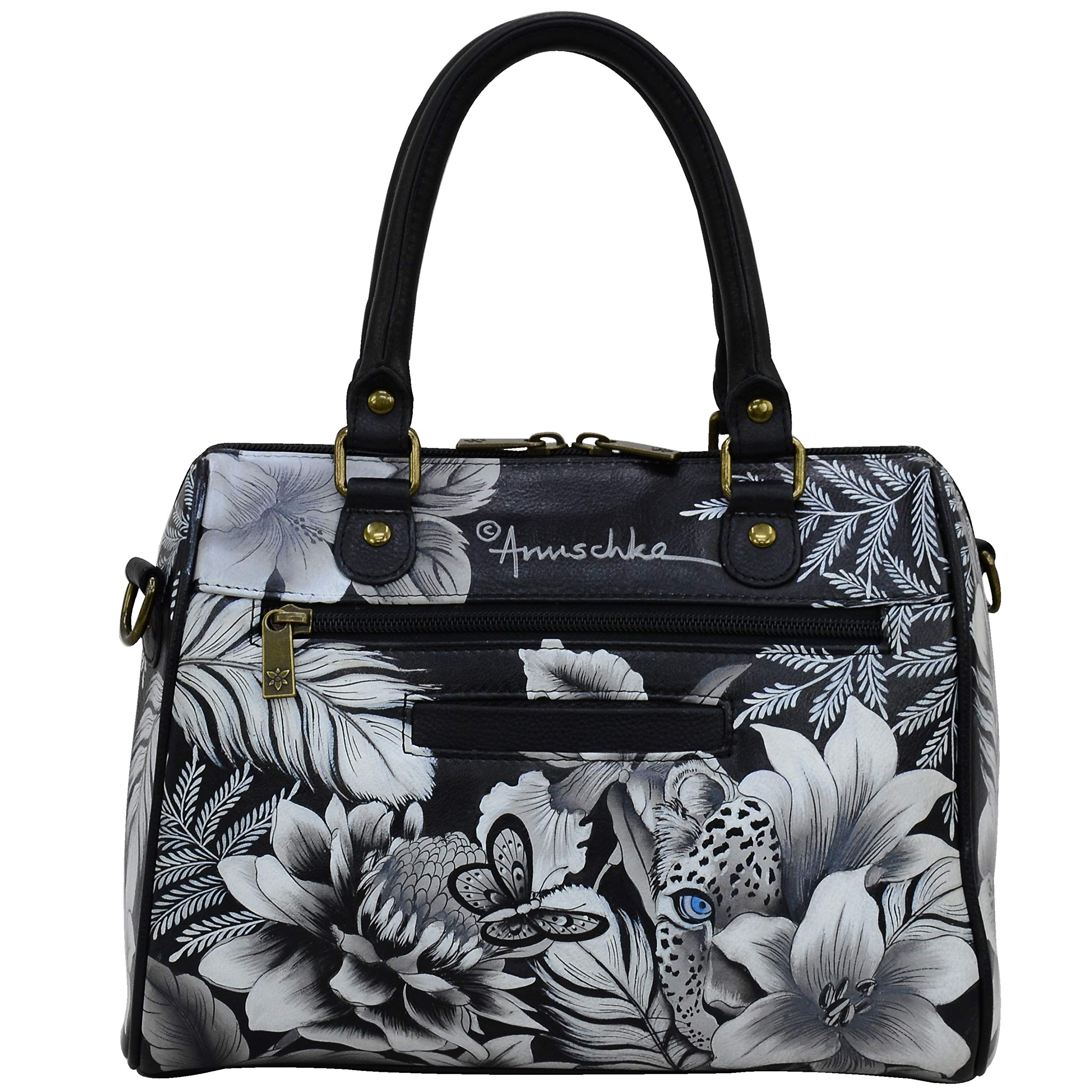 Anuschka Hand Painted Leather Women's Zip Around Classic Satchel - Cleopatra's Leopard