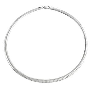 verona jewelers 925 sterling silver flexible italian flat omega chain necklace- 4mm 6mm cubetto italy wire chain 16 18 20 (18, 8mm)