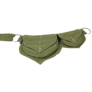 Cotton two Leaf Pocket Waist Belt-Sage