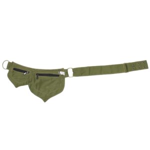 Cotton two Leaf Pocket Waist Belt-Sage