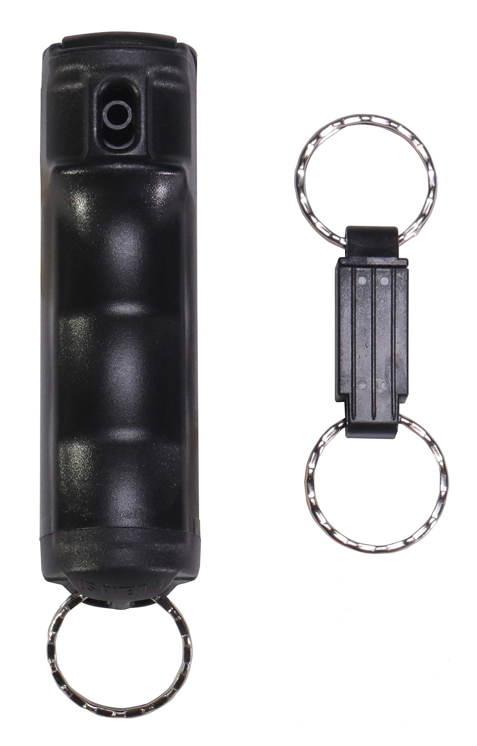 VEXOR Police Strength Pepper Spray, Flip-Top Finger Grip, 20+ Shots, 10-12 Ft. Range w/Key Release (Black)