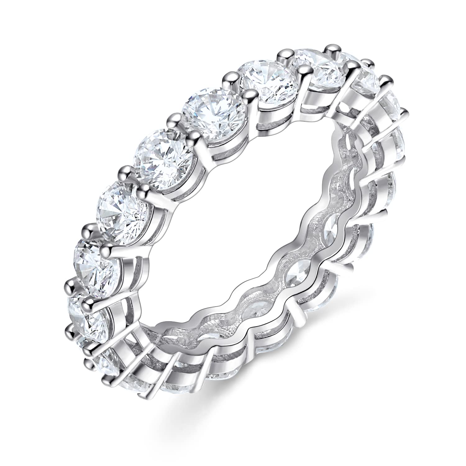 Gemsme 18K White Gold Filled Cubic Zirconia Eternity Band Ring for Women (8)