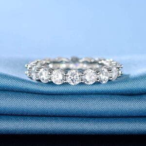 Gemsme 18K White Gold Filled Cubic Zirconia Eternity Band Ring for Women (8)