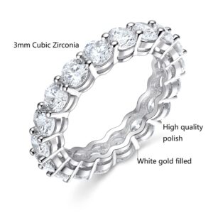 Gemsme 18K White Gold Filled Cubic Zirconia Eternity Band Ring for Women (8)