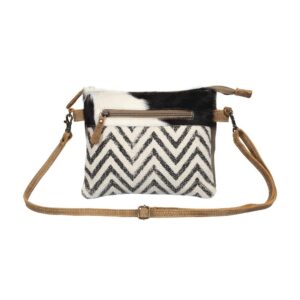 myra bag staggering upcycled canvas & cowhide crossbody bag s-1376