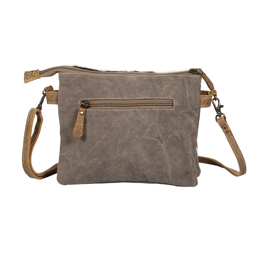 Myra Bag Staggering Upcycled Canvas & Cowhide Crossbody Bag S-1376