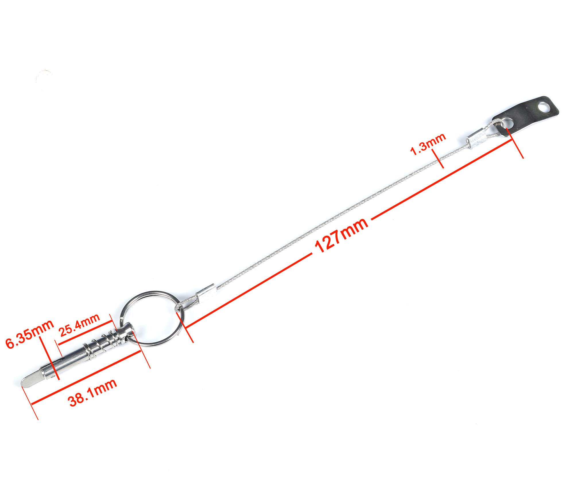 Boat Quick Release Pin 1/4" Dia w/Drop Cam & Spring - Lanyard Prevents Loss Stainless Steel Bimini Top Pin Marine Hardware 6 PCS