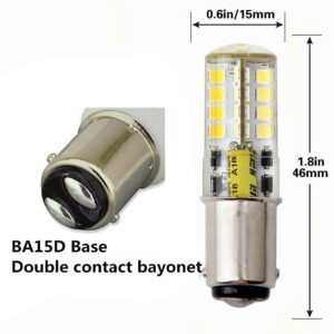 HRYSPN BA15D LED Bulb AC/DC 12V, Double Bayonet Base 5W Daylight White 6000K, 35W Halogen Equivalent, 1076 1130 1176 1142 LED Replacement for Interior RV, Camper (Pack of 2)