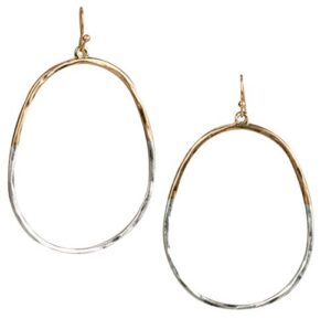 spunkysoul oval hoop 2 toned earrings for women (gold/silver)