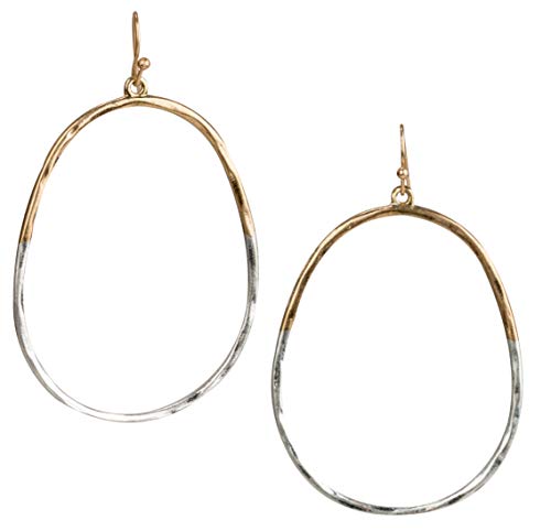 SPUNKYsoul Oval Hoop 2 toned Earrings for Women (Gold/Silver)