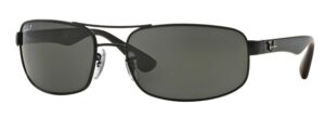 ray-ban rb3445 006/p2 61m matte black/dark grey polarized rectangular sunglasses+ bundle with designer iwear eyewear kit