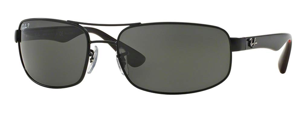 Ray-Ban RB3445 006/P2 61M Matte Black/Dark Grey Polarized Rectangular Sunglasses+ BUNDLE with Designer iWear Eyewear Kit